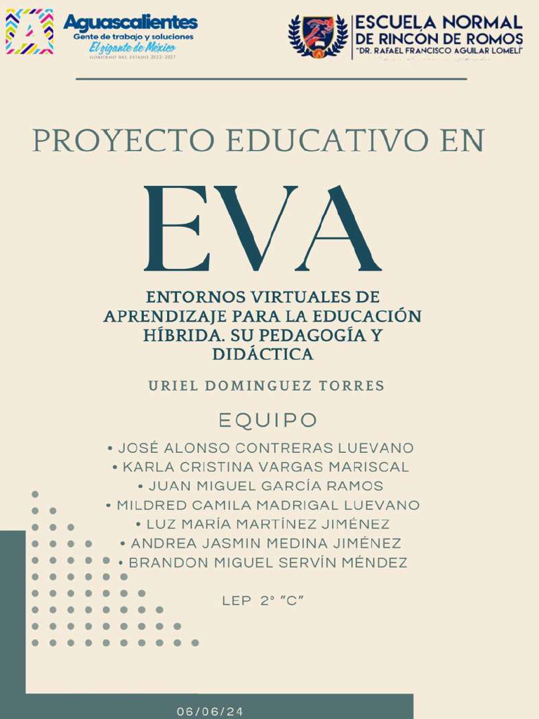 Proyecto Educativo en Eva | PDF | Enseñando | Aprendizaje
