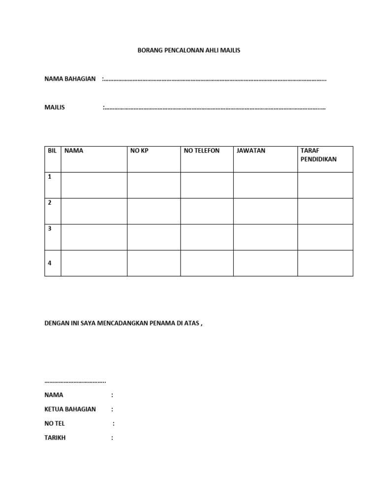 Borang Pencalonan Ahli Majlis 2 Pdf