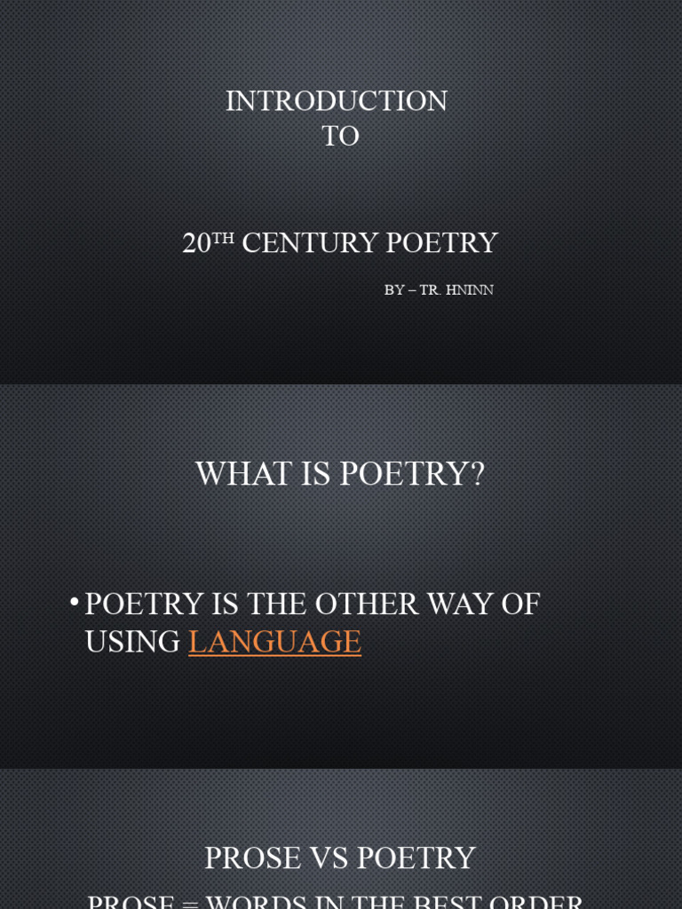 Understanding 20th Century Poetry | PDF