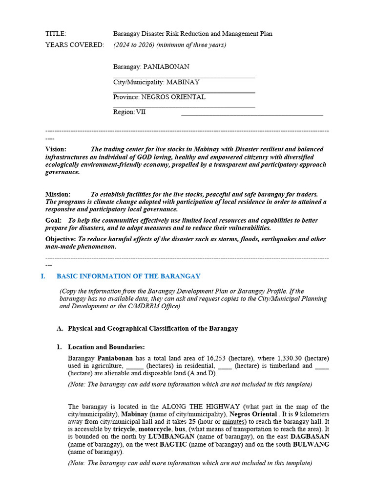 BDRRM Plan Template Edited 2023 TO FINAL | Download Free PDF | Disaster ...