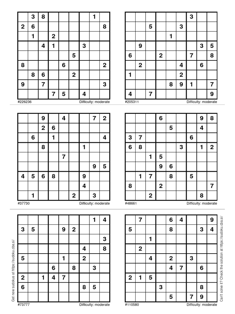Sudoku - 20240602 Moderate | PDF | Logic Puzzles | Puzzles