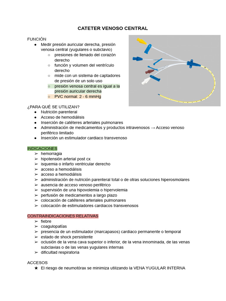 CATETER VENOSO CENTRAL | PDF | Vena | Hemodiálisis