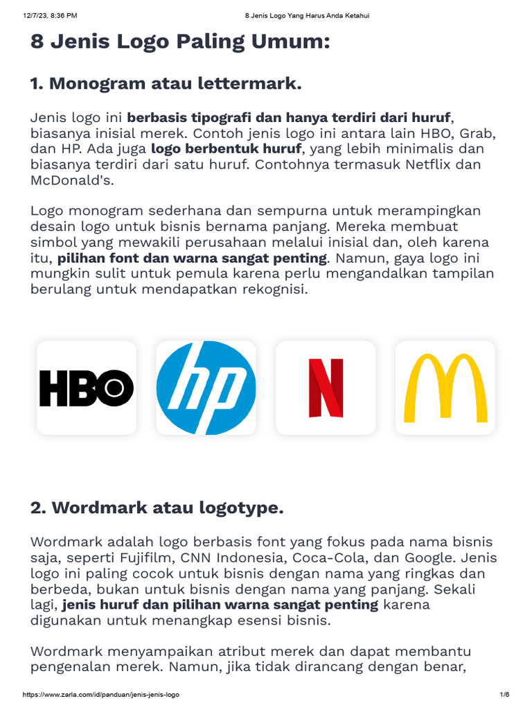 8 Jenis Logo Yang Harus Anda Ketahui | PDF | Bisnis