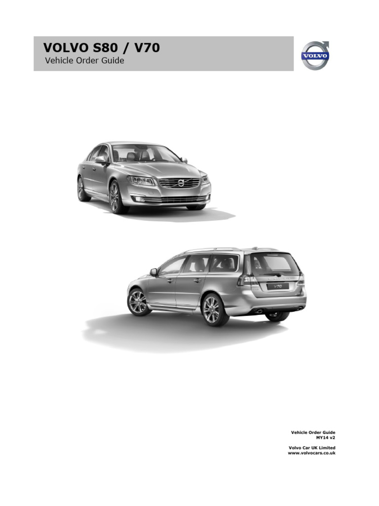 Volvo s80 v70 My14 Order Guide v2 | PDF | Vehicles | Motor Vehicle