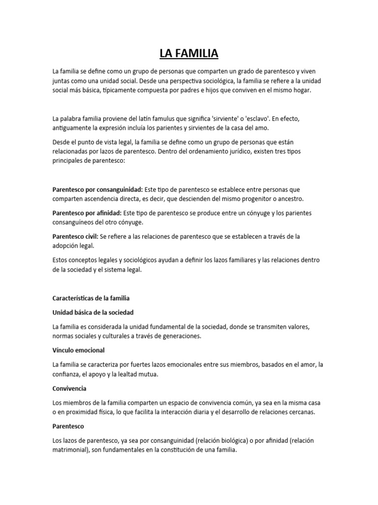 Definición y Tipos de Familia | PDF | Parentesco | Familia