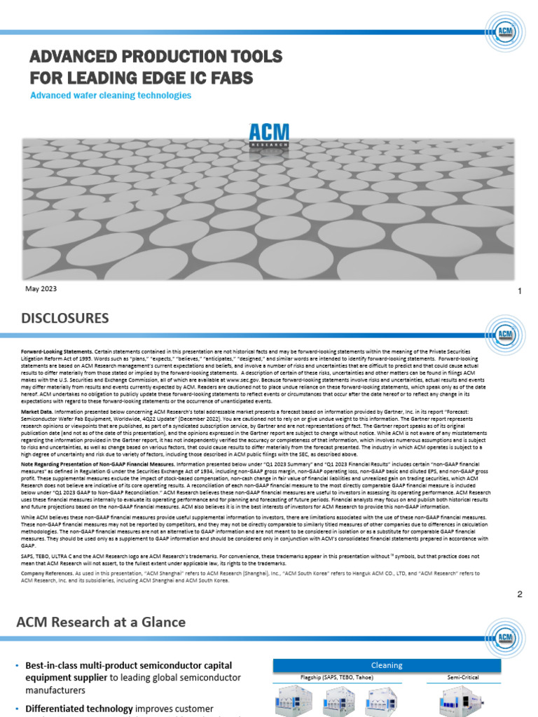 ACM Research Investor Presentation May 2023 | PDF | Semiconductor ...
