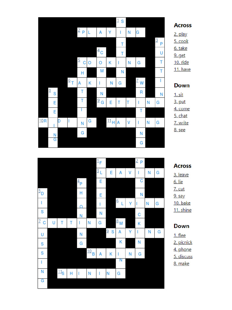 verbs Crosswords | PDF
