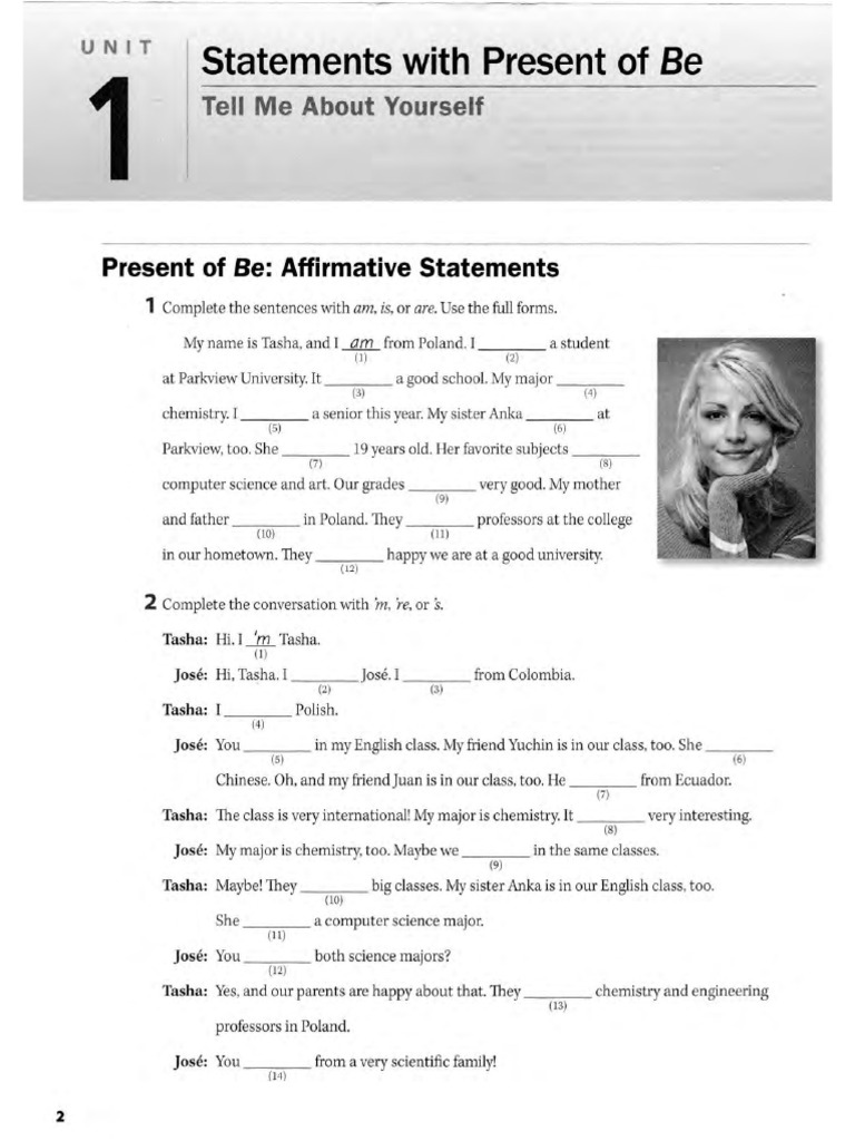 G&B Unit 01 Workbook - Verb To Be | PDF