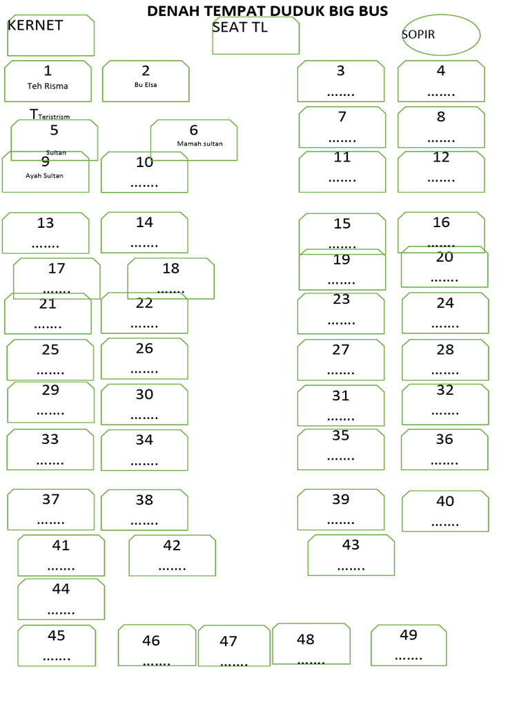 Denah Tempat Duduk BIG BUS 50 SEAT | PDF