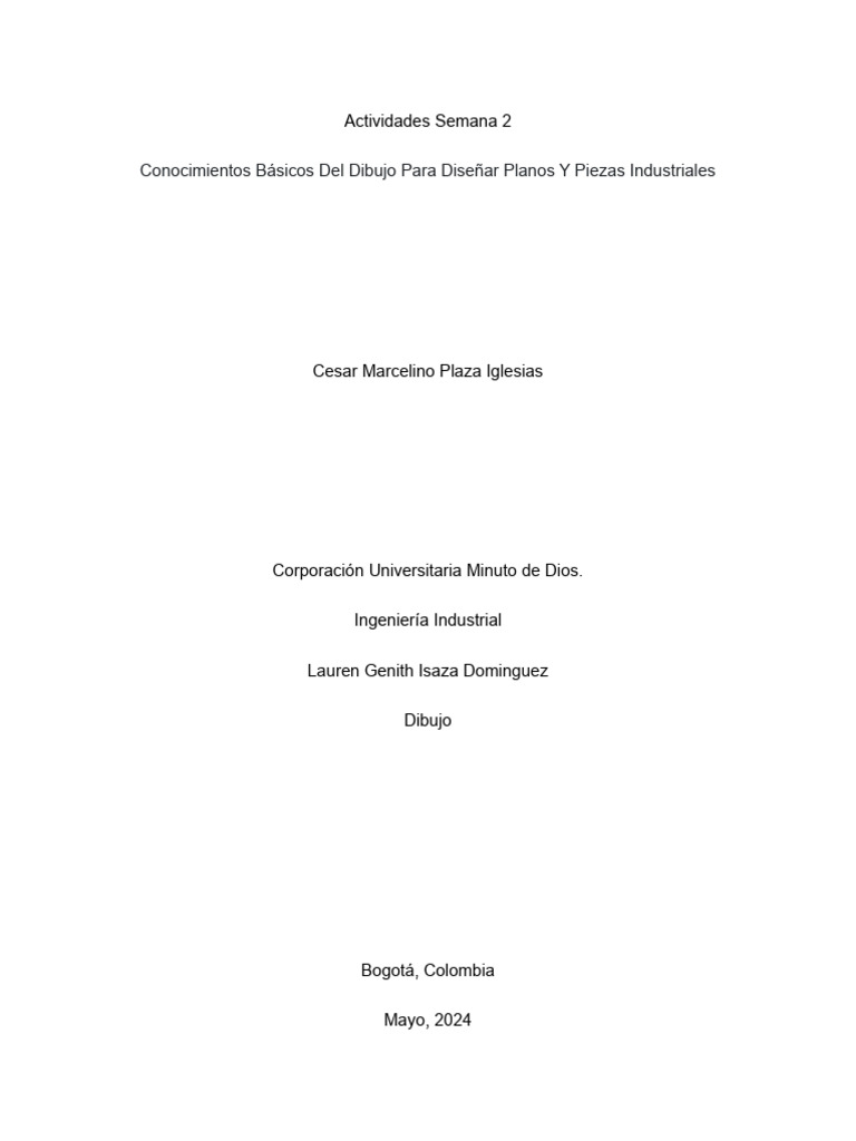 Taller Conocimientos Básicos Del Dibujo para Diseñar Planos y Piezas Industriales UNIMINUTO ...