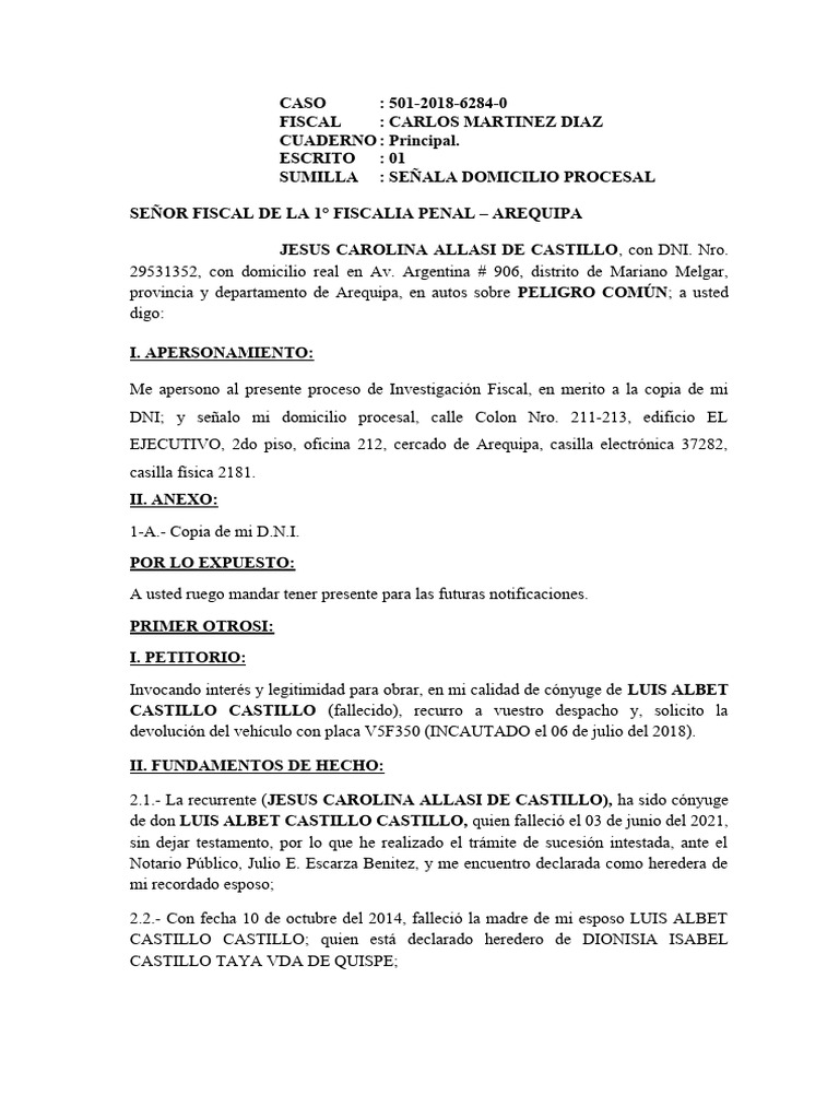 (Penal) - Apersonamiento y Devolucion de Auto (Allasi) | PDF | Ley de ...