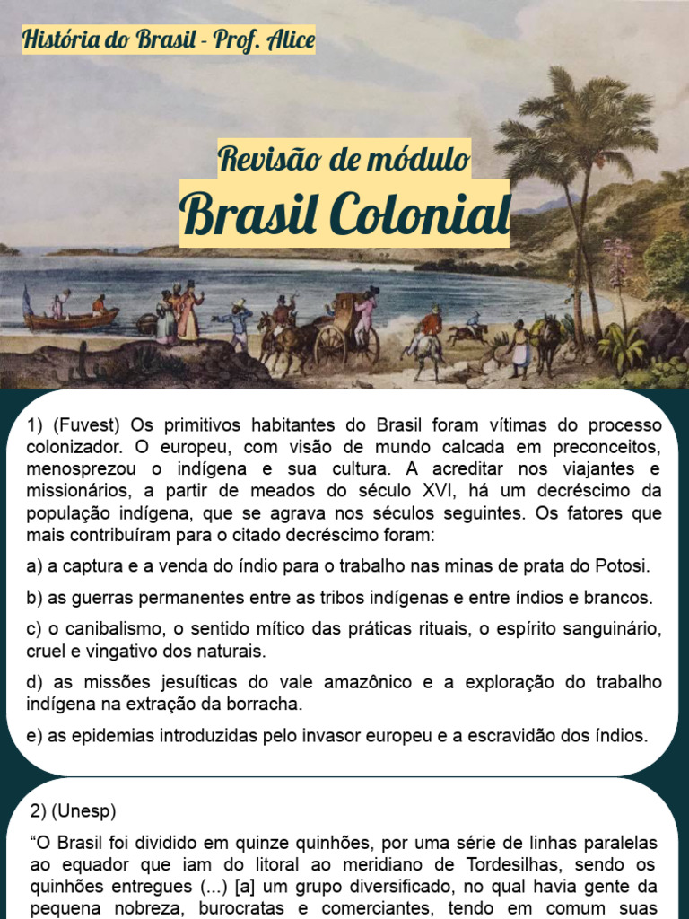Revisão Brasil Colonial Download Grátis Pdf Escravidão Brasil