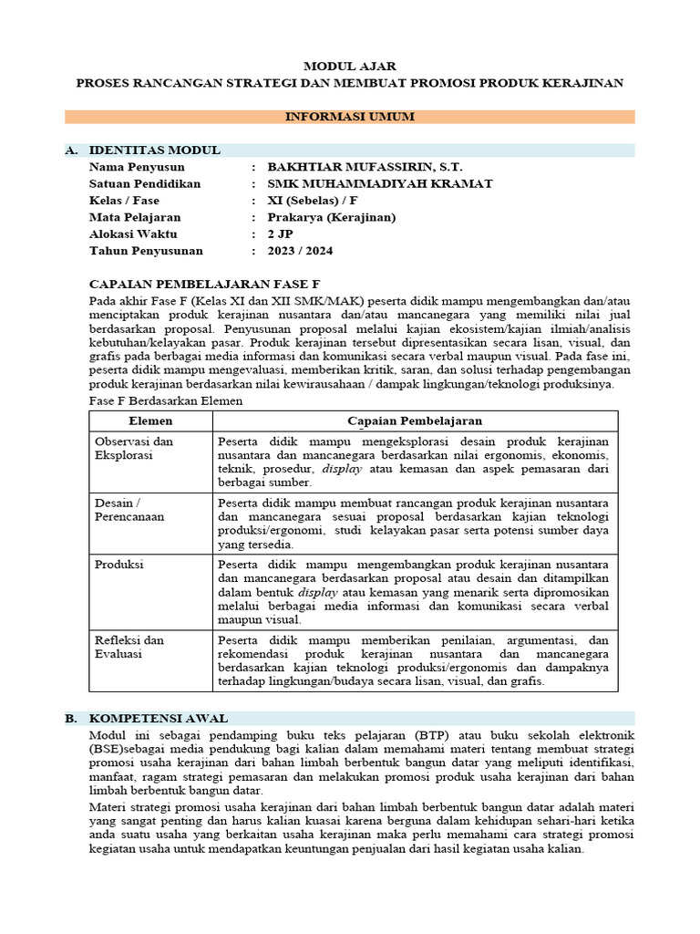 PKWU Kerajinan Kelas 11 4.2 OK | PDF