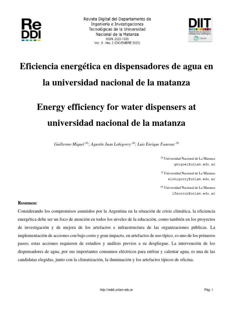 Eficiencia Energética en Dispensadores de Agua | PDF | Uso eficiente de ...