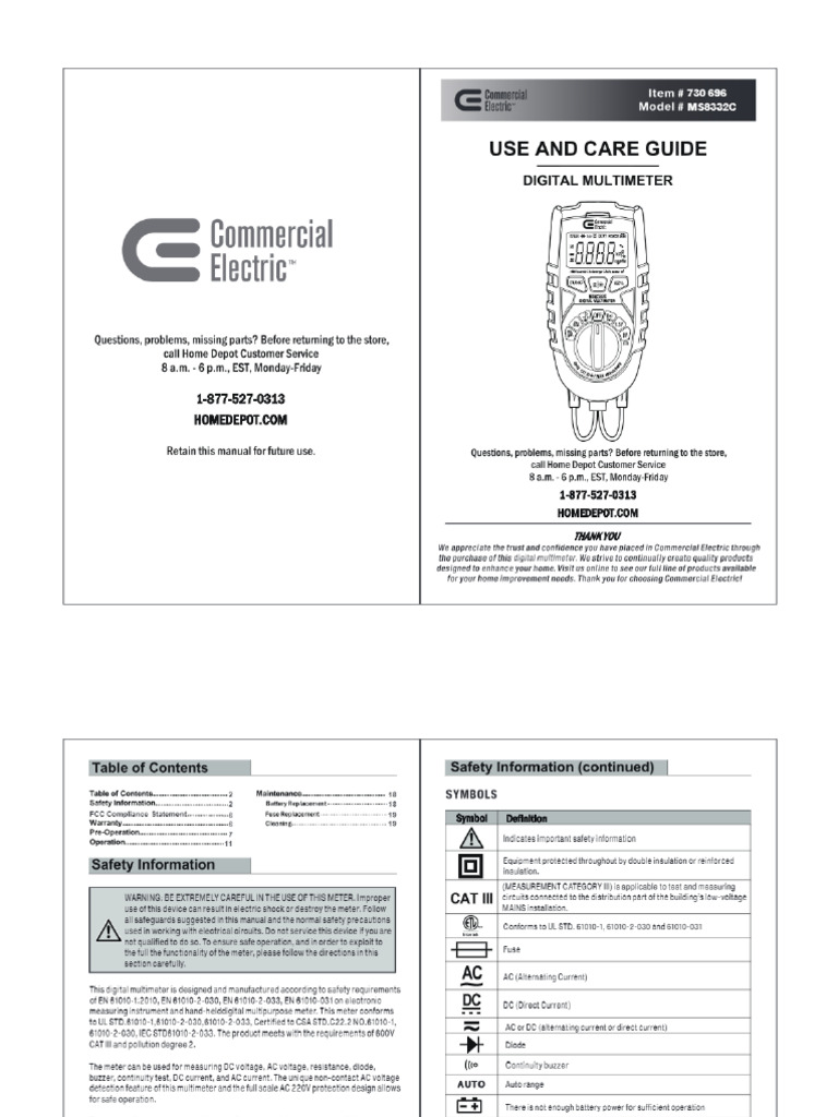 Manual Del Multímetro Eléctrico Comercial MMB-8332R - Manualzz | PDF