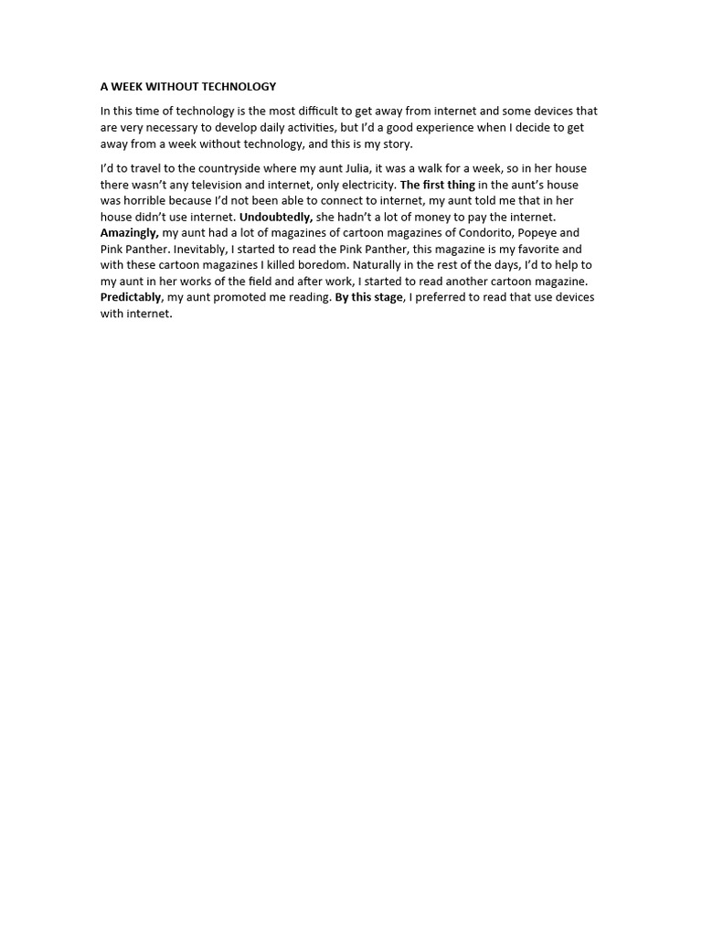 A Week Without Technology | PDF
