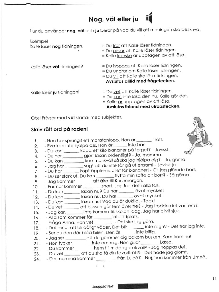 Nog, Väl Och Ju Samt Konjunktioner | PDF