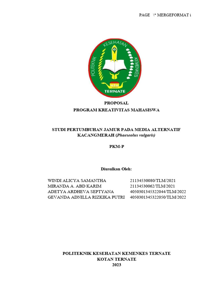PROPOSAL PKMP | PDF | Sains & Matematika