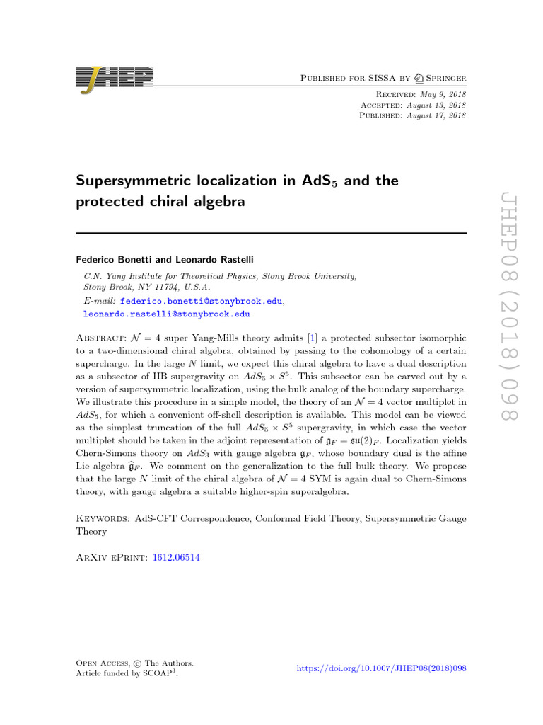 Supersymmetric Localization in AdS5 and The Protected Chiral Algebra ...