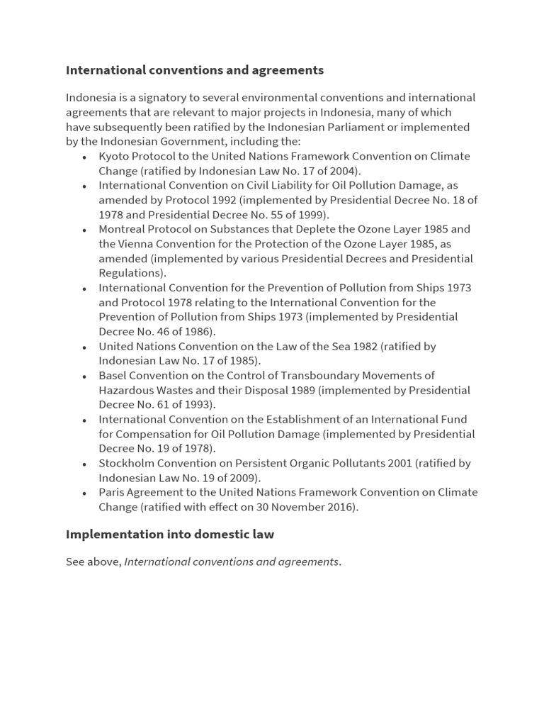 International Conventions and Agreements KLHK UU PP | PDF ...