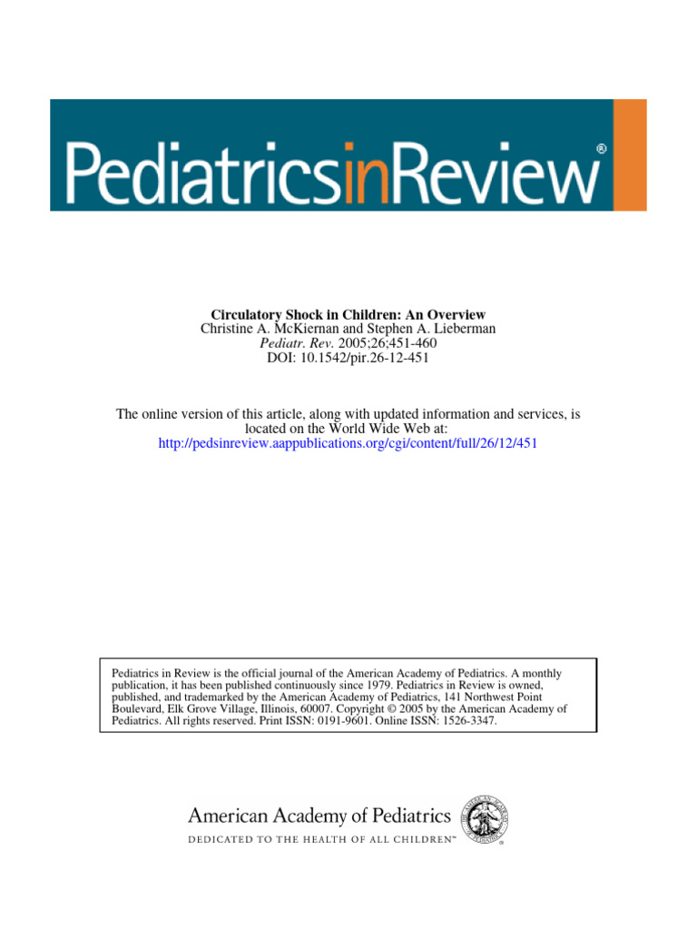 Circulatory Shock in Children - An Overview | PDF | Shock (Circulatory ...