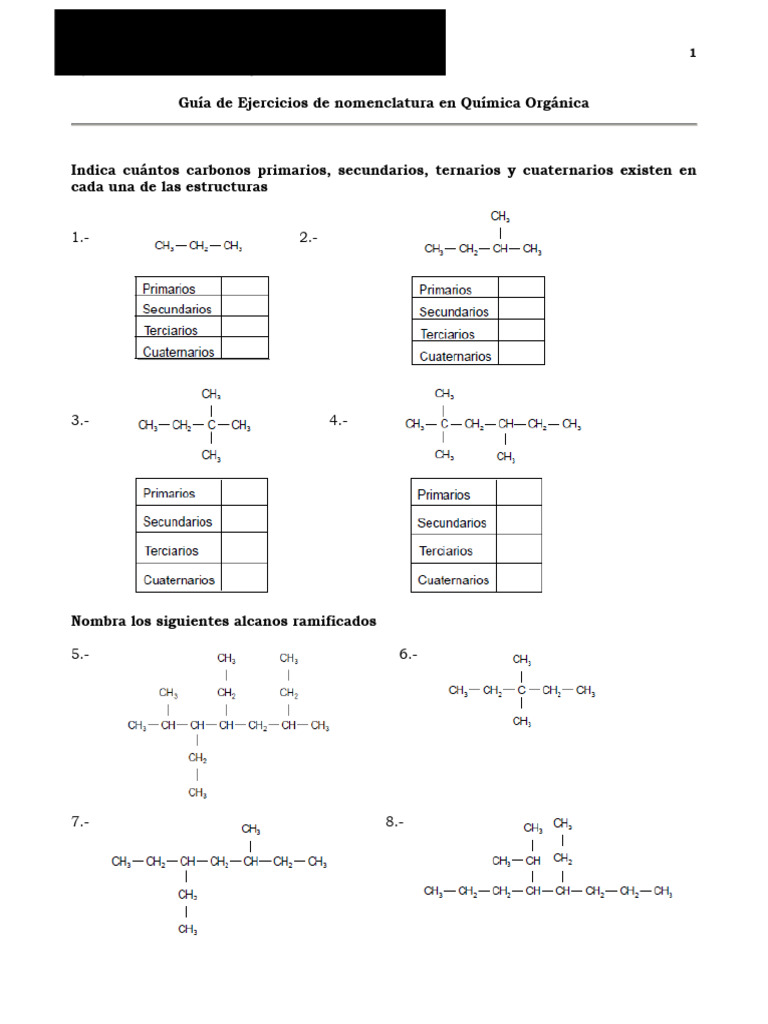 Guía de Ejercicios de nomenclatura en Química Orgánica - Junio 2024 | PDF | Ester | Éter