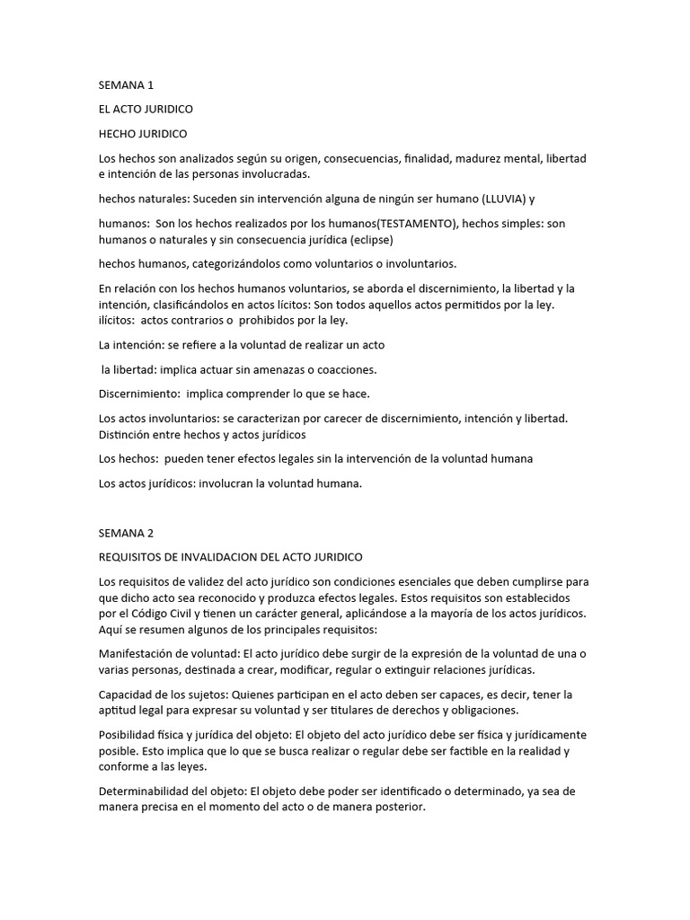 Acto Jurídico: Hechos, Validez y Representación | PDF | Justicia ...