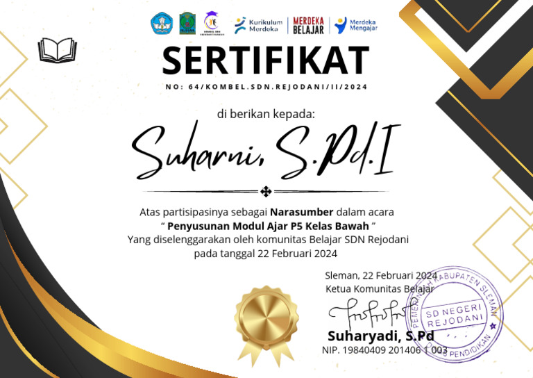 Narasumber Modul Ajar P5 Kelas Bawah - Suharni, S.Pd.I | PDF