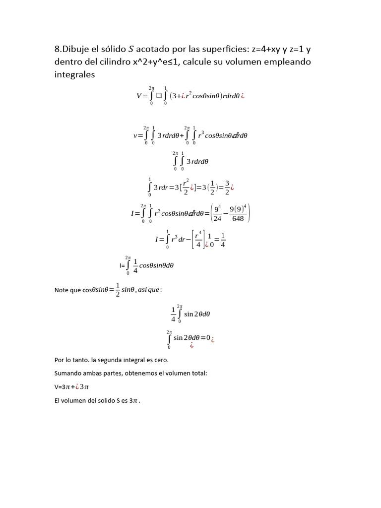 Ejercicio 8 Matematica | PDF | Integral | Pi