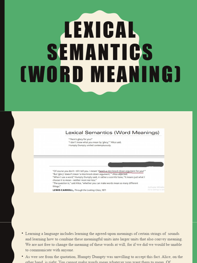 2.lexical Semantics (Word Meaning) | PDF | Word | Semantics