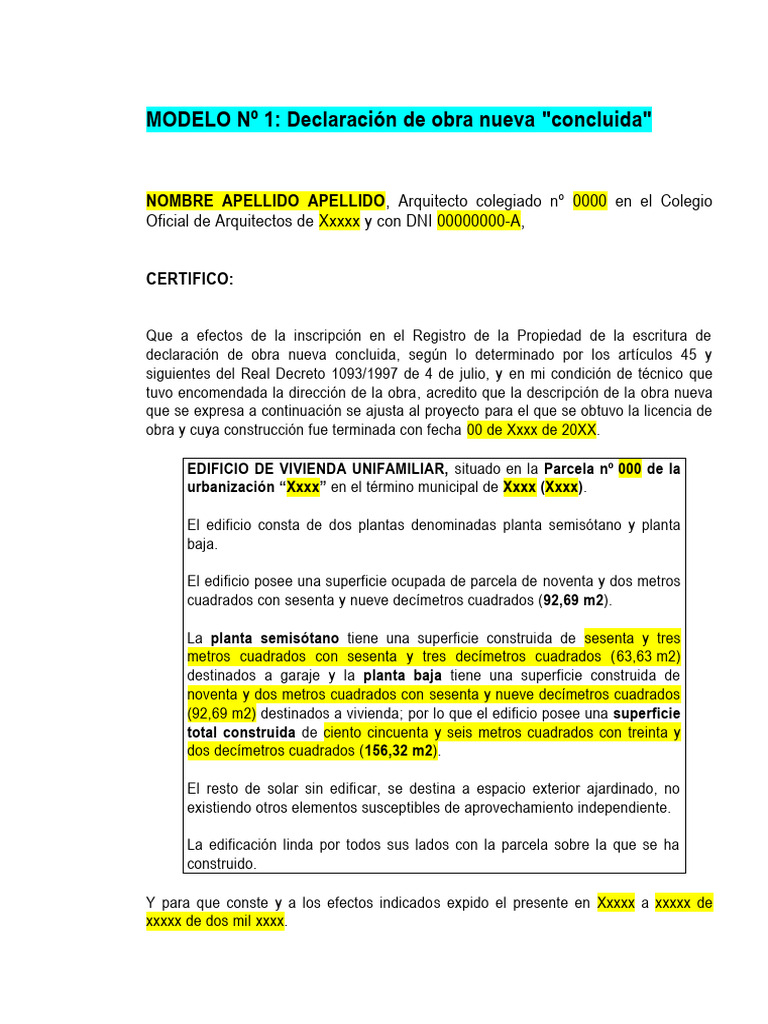 Declaracion Obra Nueva | PDF | edificio