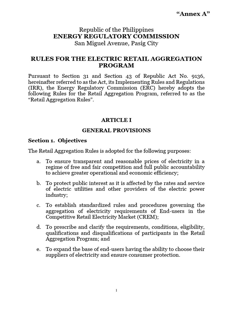 Retail Aggregation Program Rules | PDF | Electric Power Distribution ...