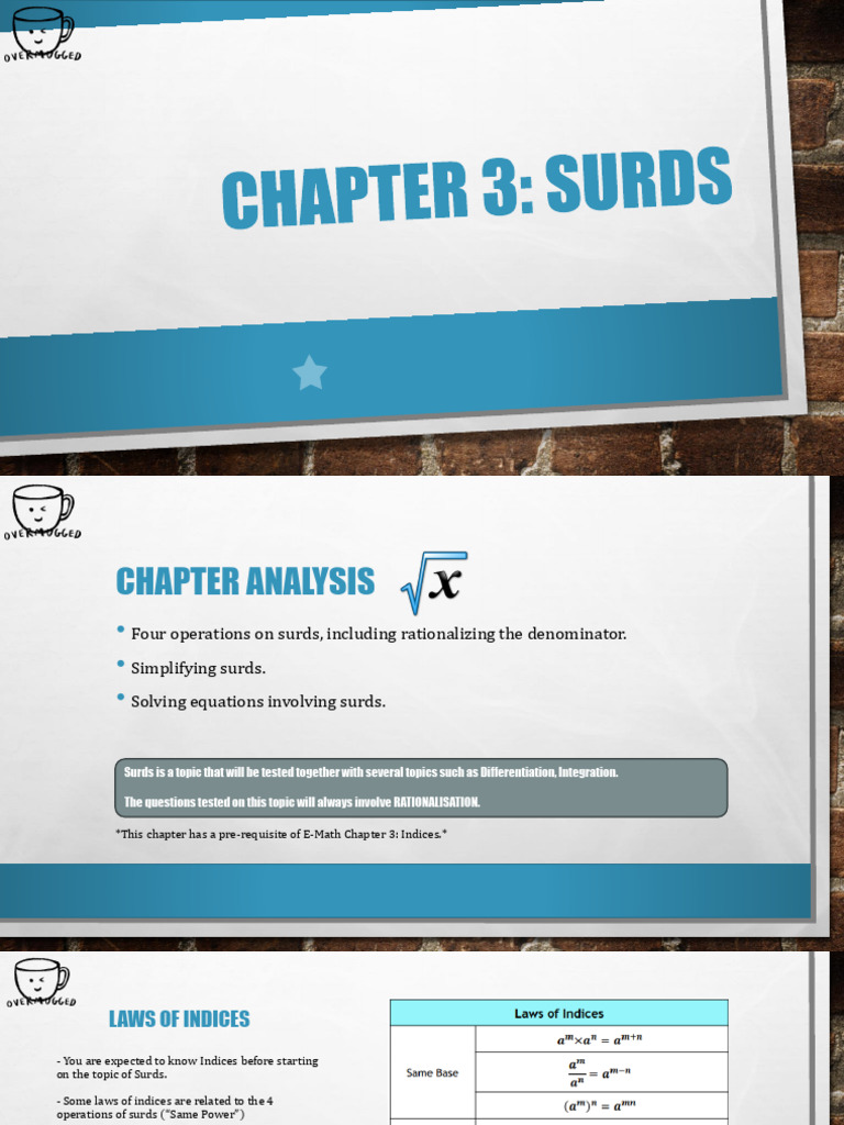 A Math Chapter 3 Surds Pdf Equations Multiplication