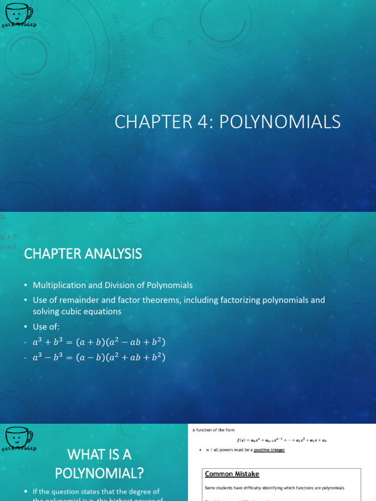 (A-MATH) Chapter 4 - Polynomials | PDF | Factorization | Division (Mathematics)