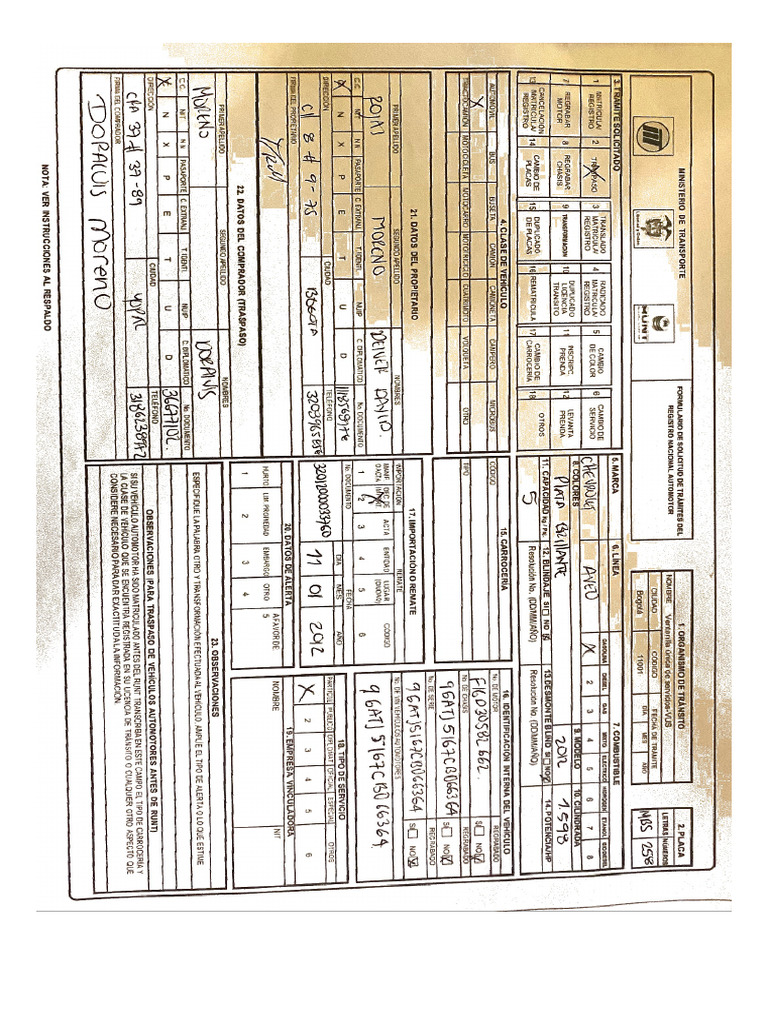 Formulario RUNT | PDF