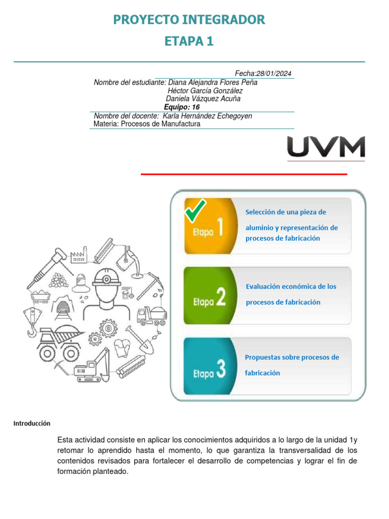 A2 - E16 - Proyecto Integrador - Etapa 1 | PDF | Aluminio | Óxido de aluminio