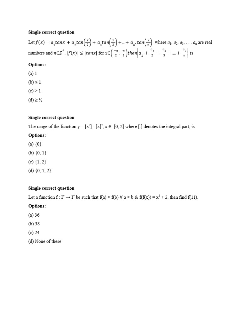 Math Problem Set with Solutions | PDF | Integer | Function (Mathematics)
