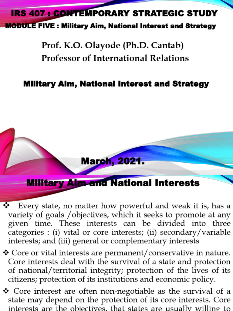 Military Strategy and National Interests | PDF | Military Strategy | Policy