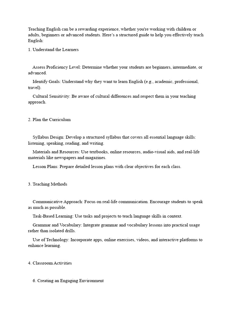 Teaching English | PDF | Learning | Lesson Plan