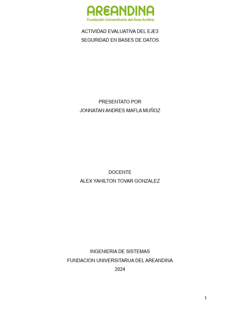 Seguridad en BD Eje 3 | PDF | Cifrado | Clave (criptografía)