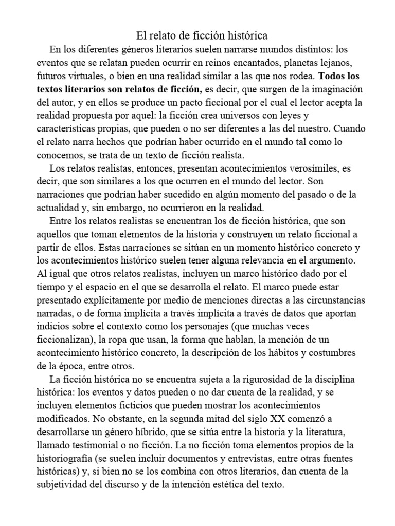 Ficción Histórica: Realidad y Narrativa | PDF | Ficción general