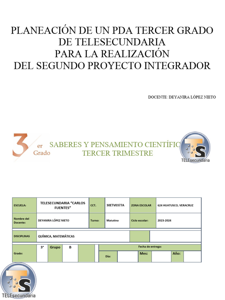 Planeación de Un Pda Tercer Grado de Telesecundaria | PDF | Lima (Material) | Redox