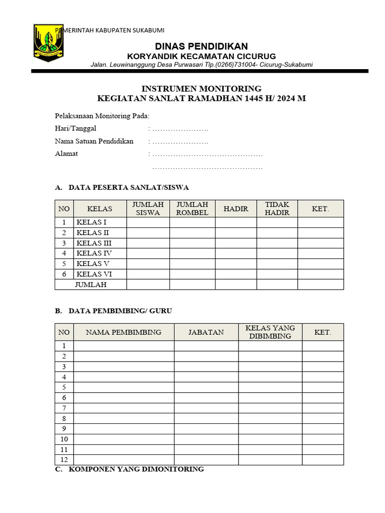Instrumen Monev Sanlat | PDF