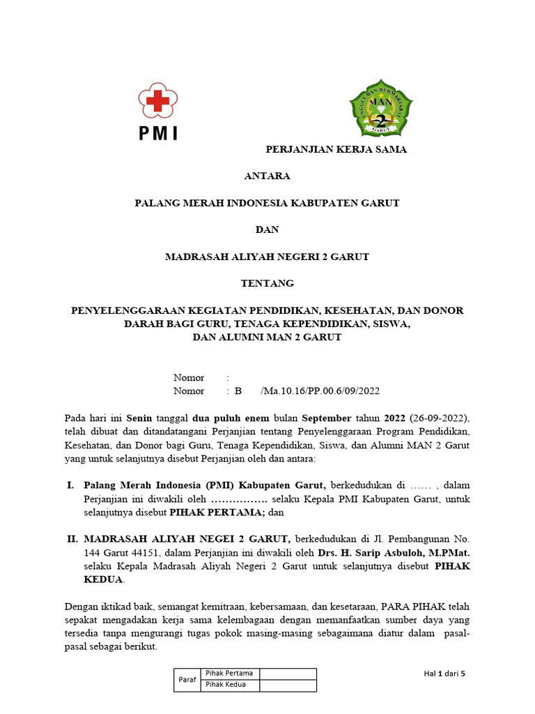 Kerja Sama PMI dan MAN 2 Garut | PDF