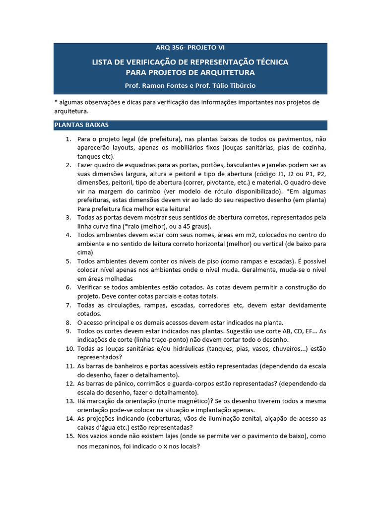 CHECKLIST DESENHO | PDF | Desenho | Drywall