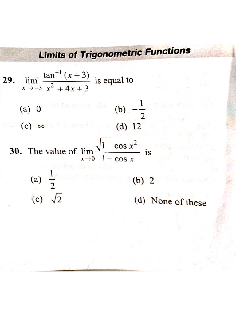 Trigonometric Limits | PDF Trigonometric Limits | PDF