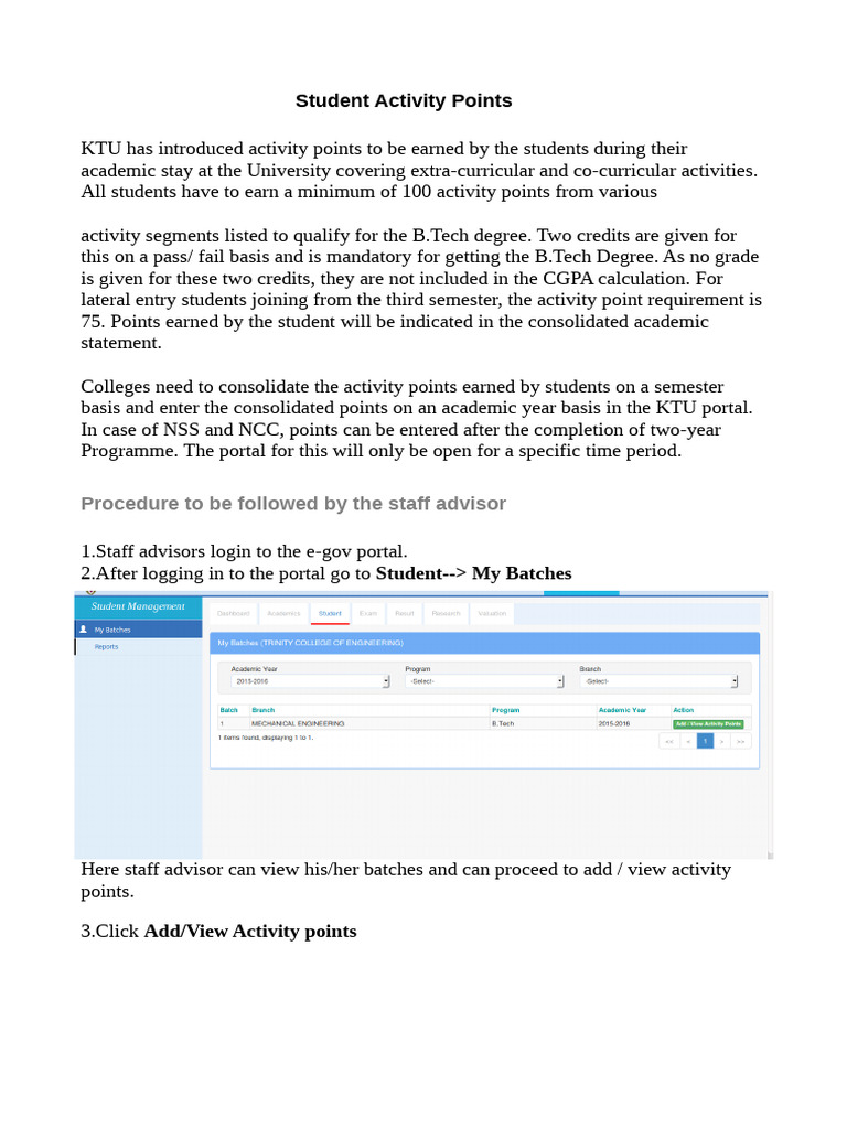 KTU Student Activity Points Guide | PDF | Computing | Software
