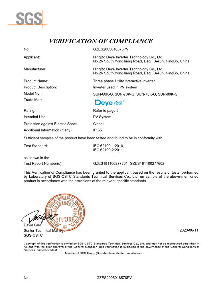 certificate_iec62109-2 | Download Free PDF | Power Inverter | Verification And Validation
