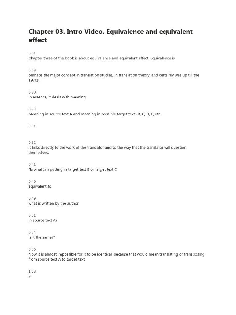 Chapter 03 Intro Video Equivalence and Equivalent Effect en GB | PDF | Foreign Language Studies