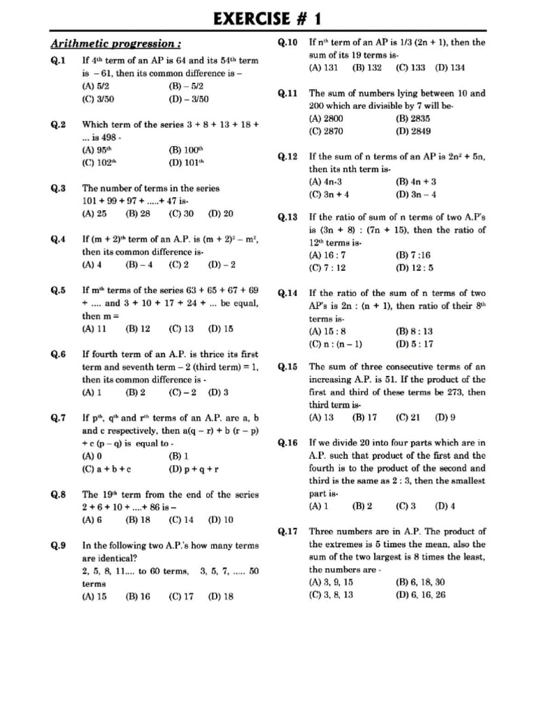 Sequence and Series - Dpp | Download Free PDF | Numbers | Discrete Mathematics